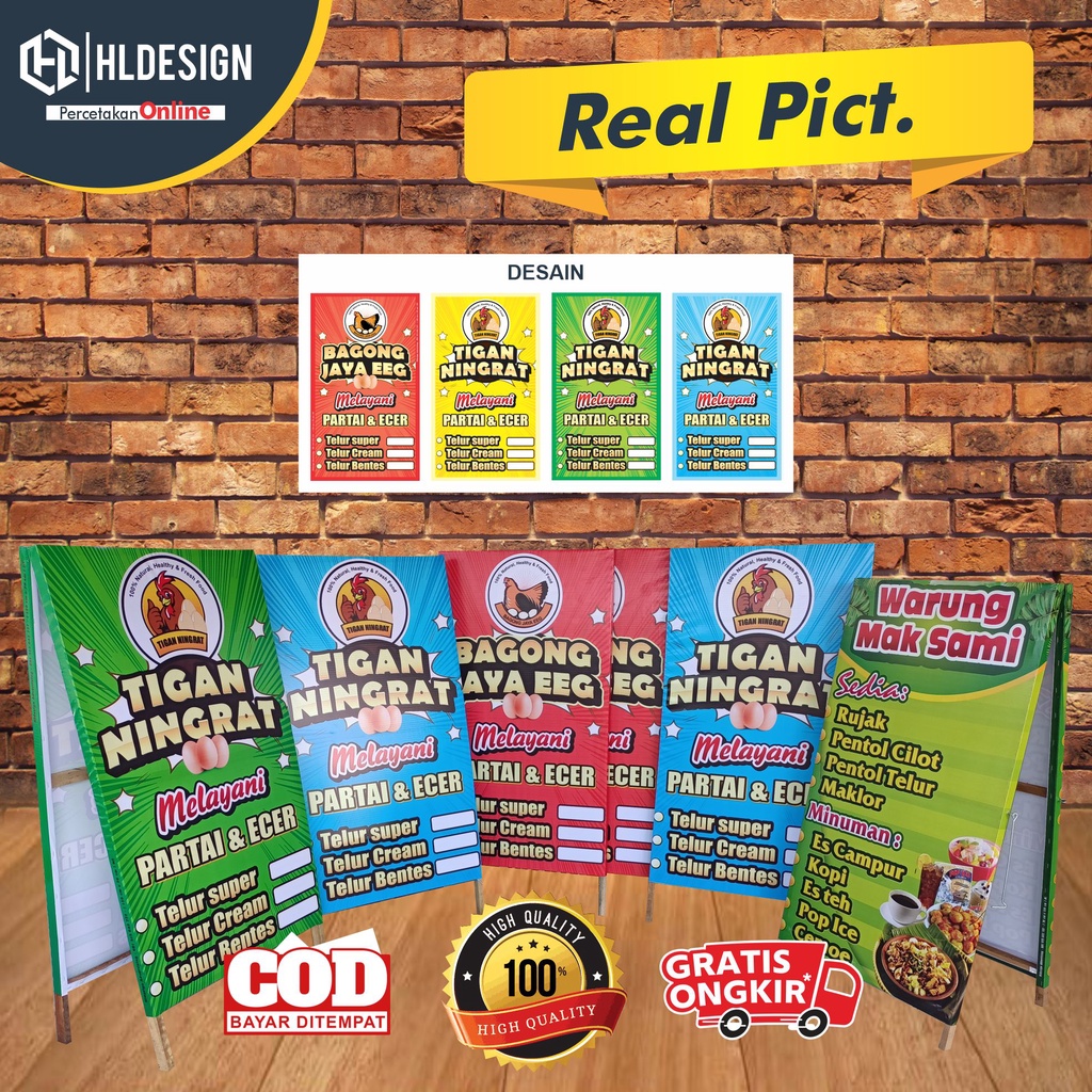 Jual STAND BANNER KAYU SEGITIGA LIPAT/STANDING BANNER ( FREE DESAIN 100 ...