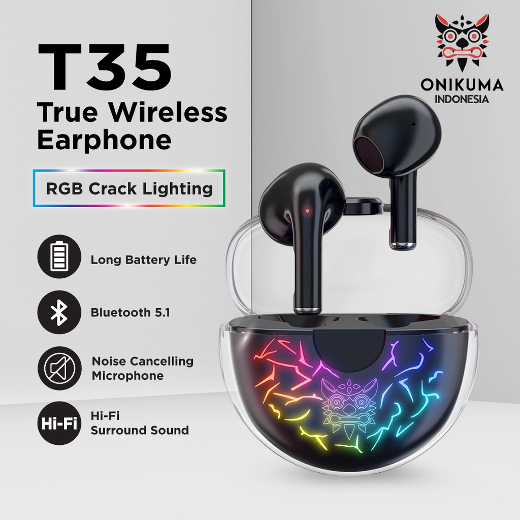 Jual ONIKUMA True Wireless Earbuds T35 TWS Bluetooth RGB Black Pink ...