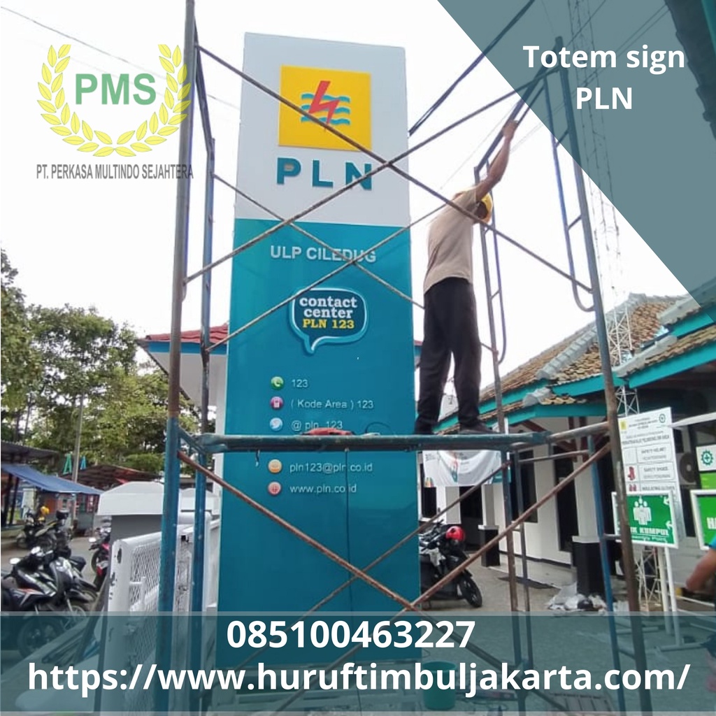 Jual Totem PLN Mobile Bekasi pembuatan pylon sign PLN Huruf timbul ...