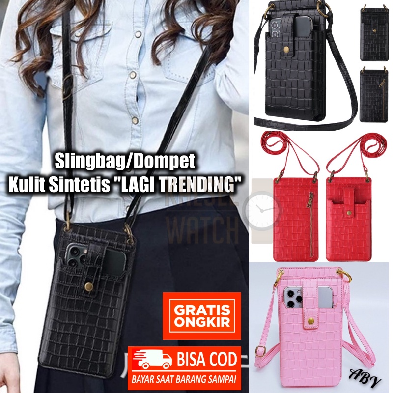Jual Tas Import Dompet Pocket Tempat HP Wanita Selempang HP Wanita Croco Sling Pouch Hand Bag ...