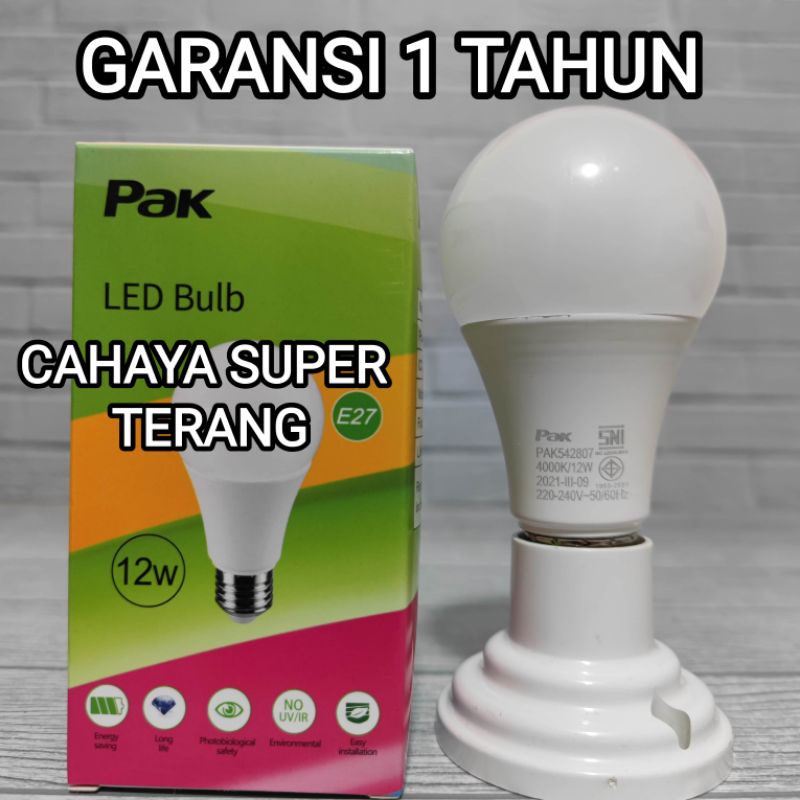 Jual PAK LAMPU LED BULB 12W 12 WATT GARANSI 1 TAHUN SNI | Shopee Indonesia