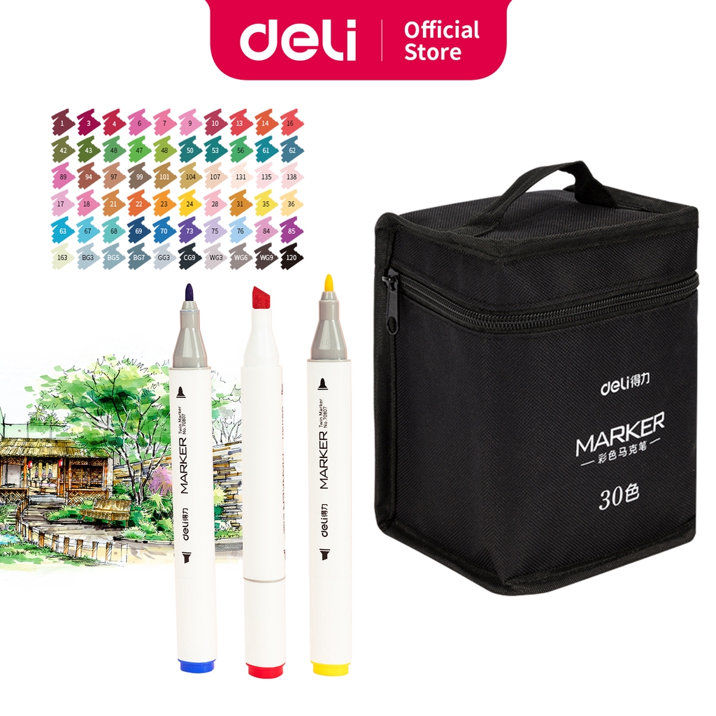 Jual Deli Color Marker With Bag Spidol Warna Dengan Tas 30 40 60 80 ...
