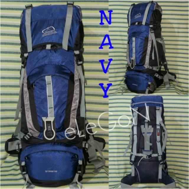 Jual Tas Carrier Keril Gunung Sioux 80L Navy Original Dongker Shioux 80 ...