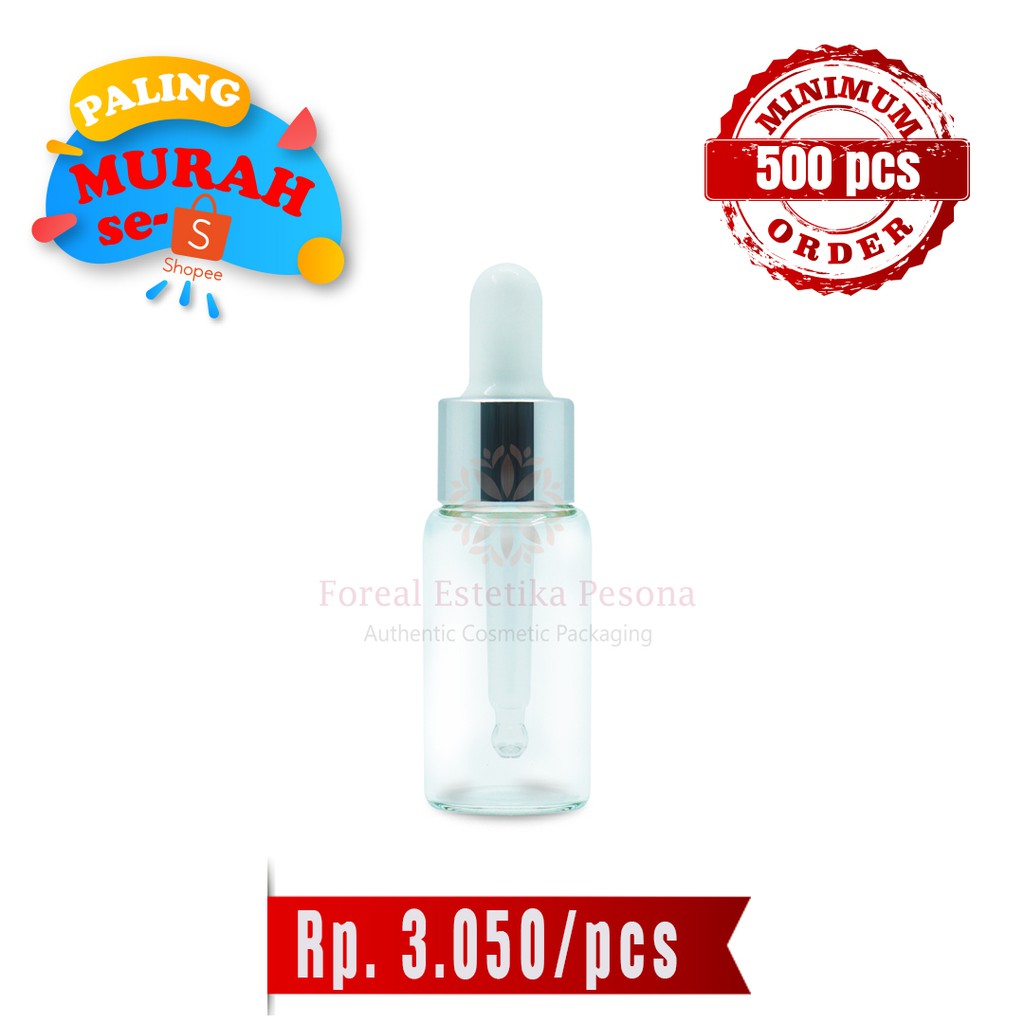 Jual Botol Kaca Pipet 10ml Bening Tebal Ring Silver / Pabrik Botol Kaca ...