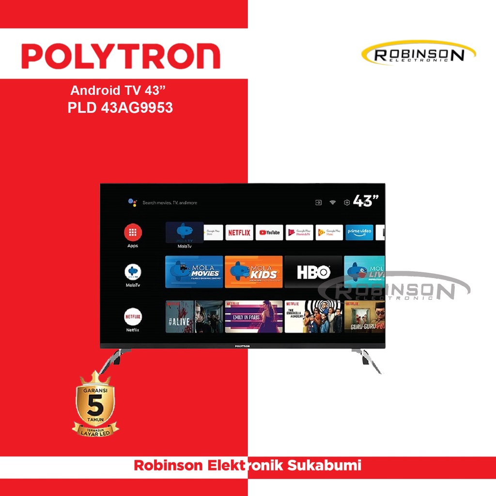 Jual LED TV Polytron 43 Inch PLD 43RG 9059 Android TV | Shopee Indonesia