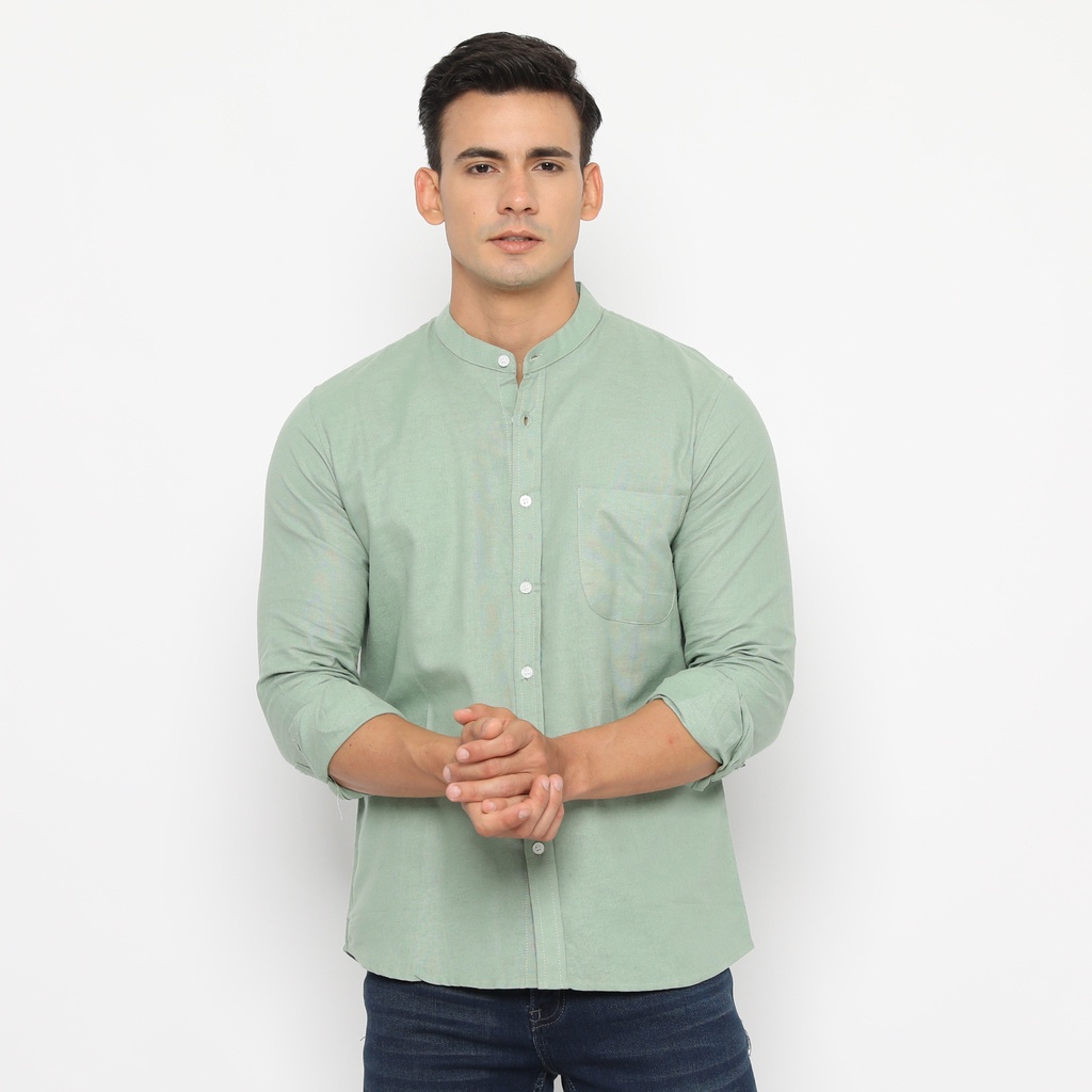 Jual RAVA - Kemeja Linen Katun Kerah Ciangi Shanghai Lengan Panjang ...