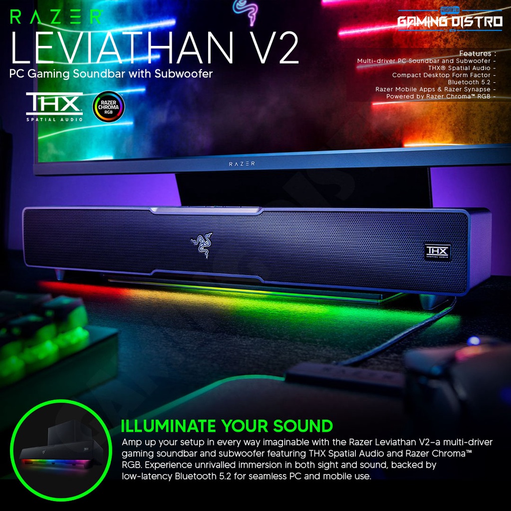 Jual Speaker Gaming Razer Leviathan V2 RGB Chroma Soundbar Subwoofer ...