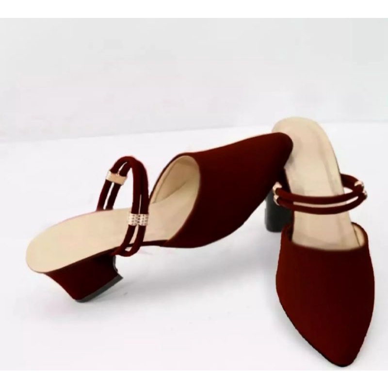 Jual Heels Wanita JAUZHA Real Pict Heels Hak Tahu Lancip Semi Premiun ...