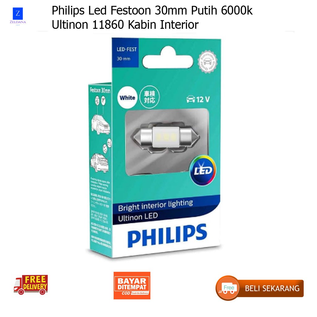 Jual Philips Led Festoon 30mm Putih - Ultinon 11860 Kabin Interior ...