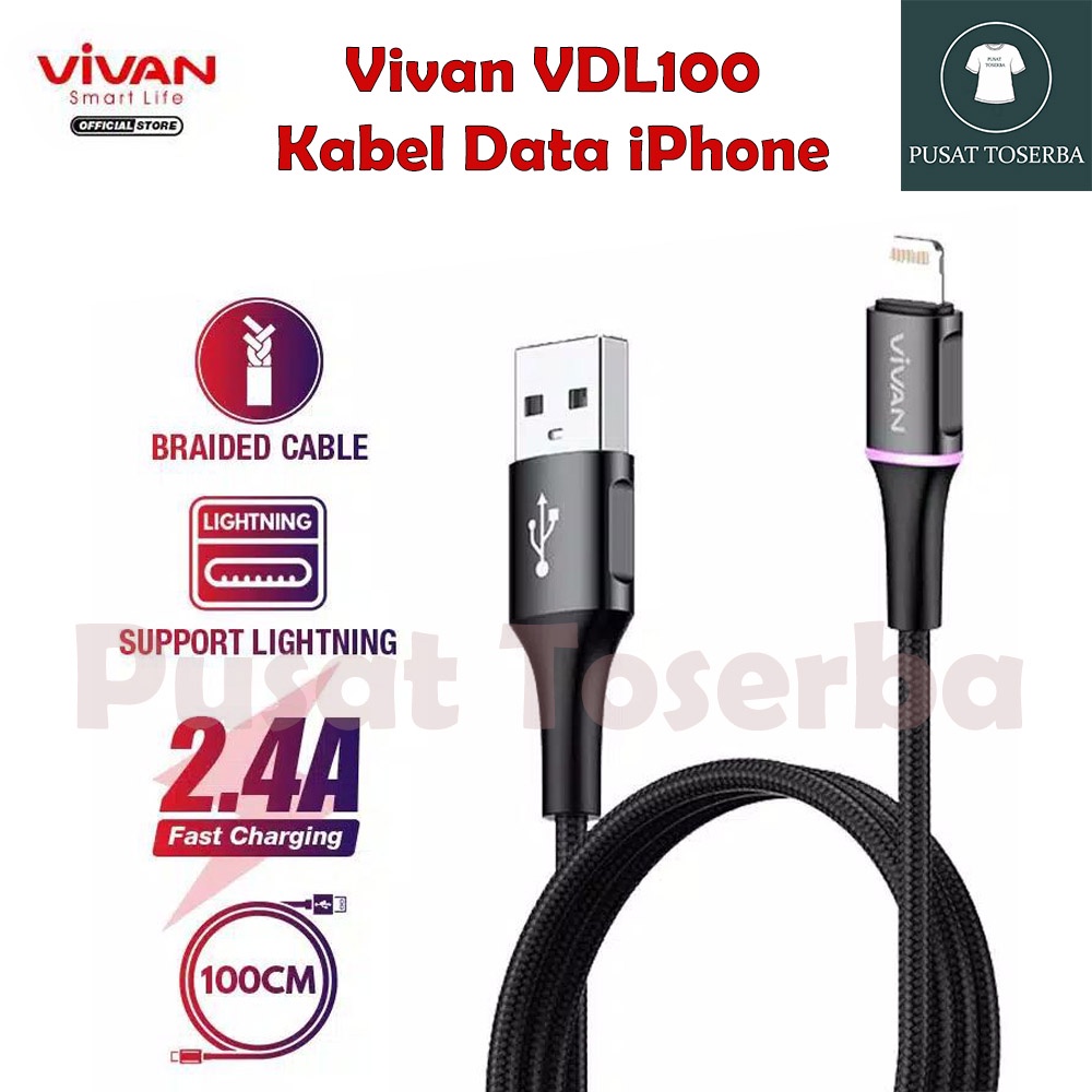 Jual Kabel Data Vivan VDL100 Lightning iPhone iPad | Data Cable RGB LED ...