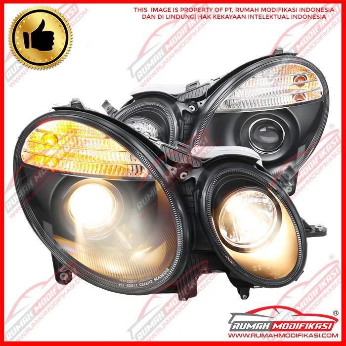 Jual HEADLAMP - BENZ W211- E-CLASS 2006-2008 - LED - BLACK - PROJECTOR ...