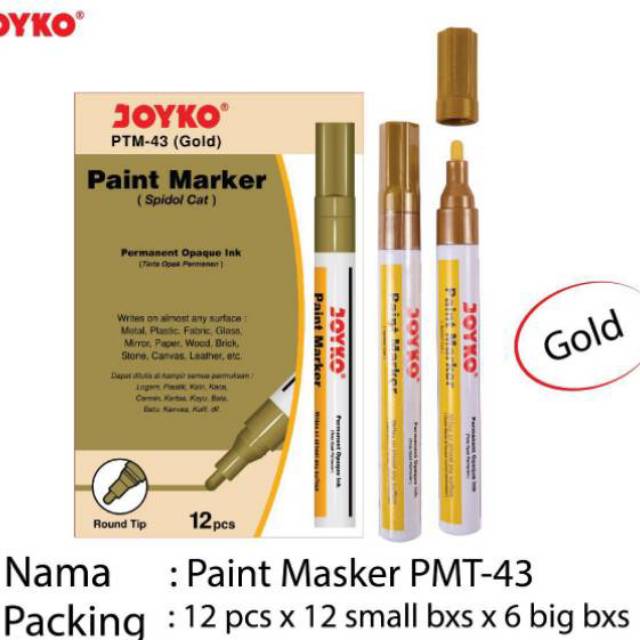 Jual PAINT MARKER JOYKO PTM 43 GOLD/PAINT MARKER JOYKO PTM 37 WHITE ...