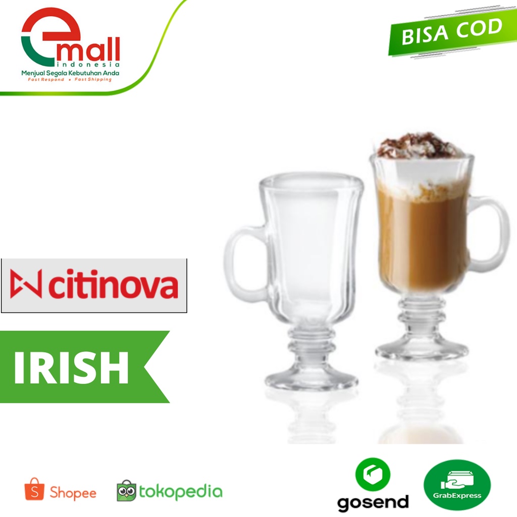 Jual GELAS IRISH 260ml 6 PCS Gelas Kaca Gagang Unik/ Gelas Hotel Cafe ...