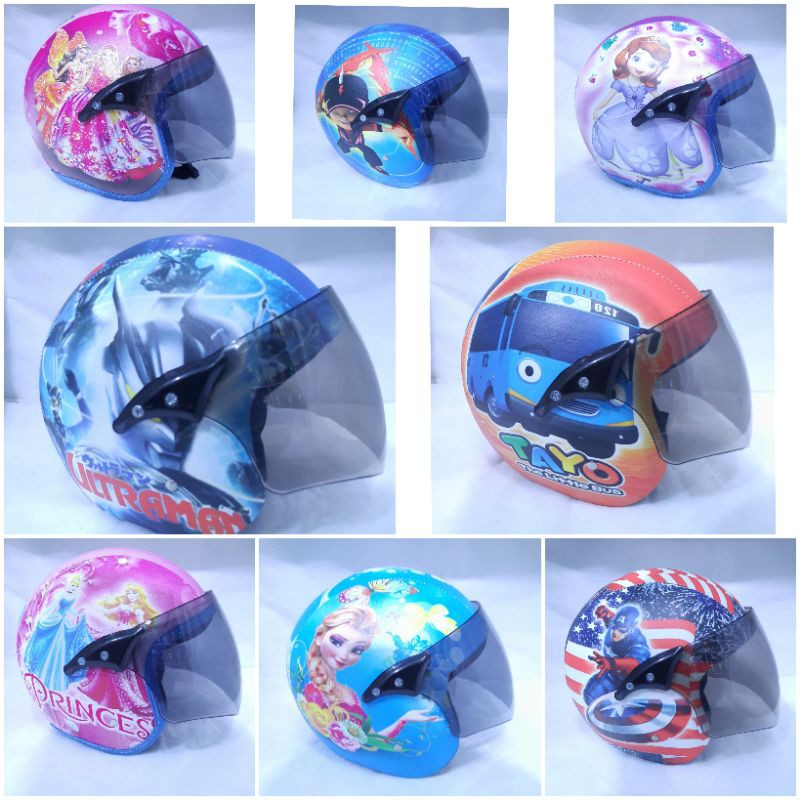 Jual HELM BOGO CENCEN ANAK MOTIF KARTUN KACA DATAR FREE PAKING KARDUS ...
