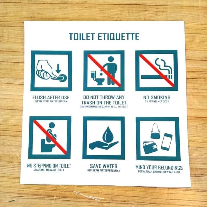 Jual sign stiker cara menggunakan toilet / sign sticker toilet etiquette rambu k3 | Shopee Indonesia