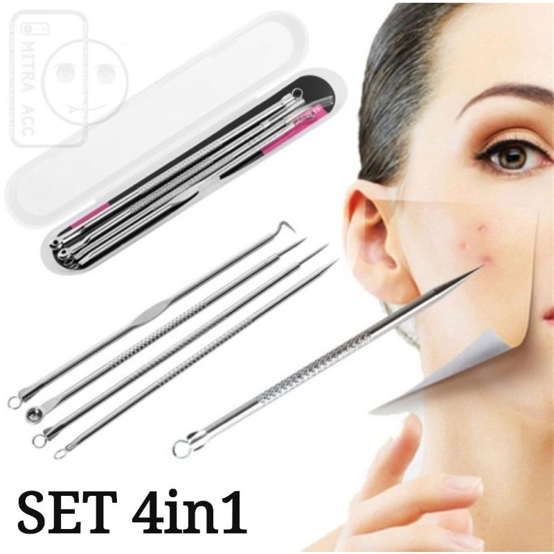 Jual Pinset Jarum Jerawat Komedo Set 4in1 Facial Wajah | Shopee Indonesia