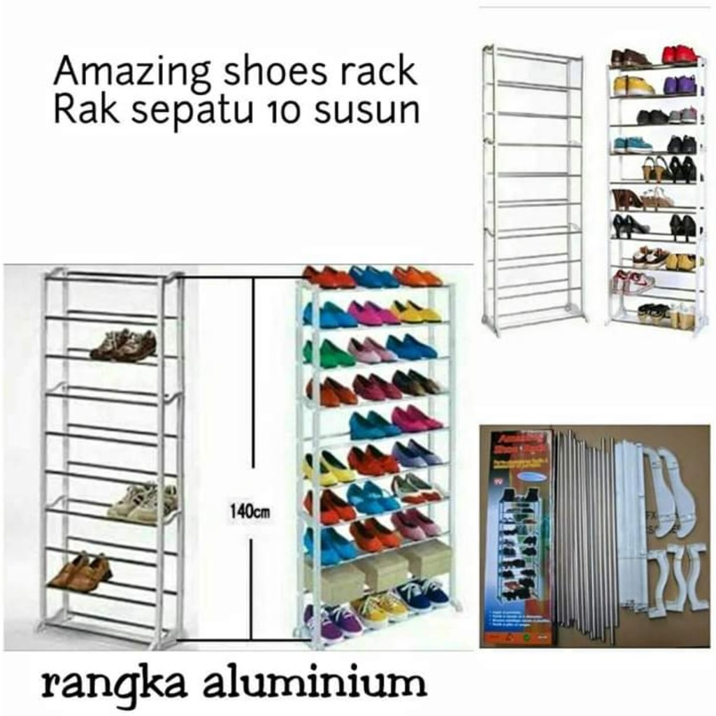 Jual AMAZING PORTABLE SHOE RACK - Rak Sepatu dan Jilbab 10 Tingkat ...
