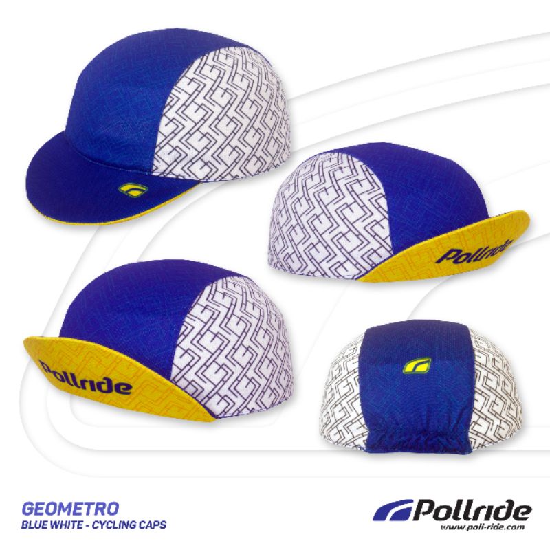 Jual topi sepeda roadbike gravel merk pollride geometro blue white ...
