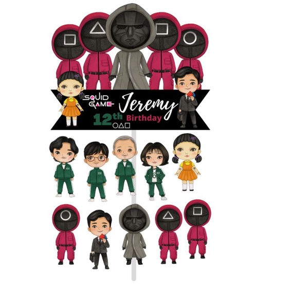 Jual Squid Game Cake Topper Set Birthday Ulang Tahun Hiasan Kue Custom ...
