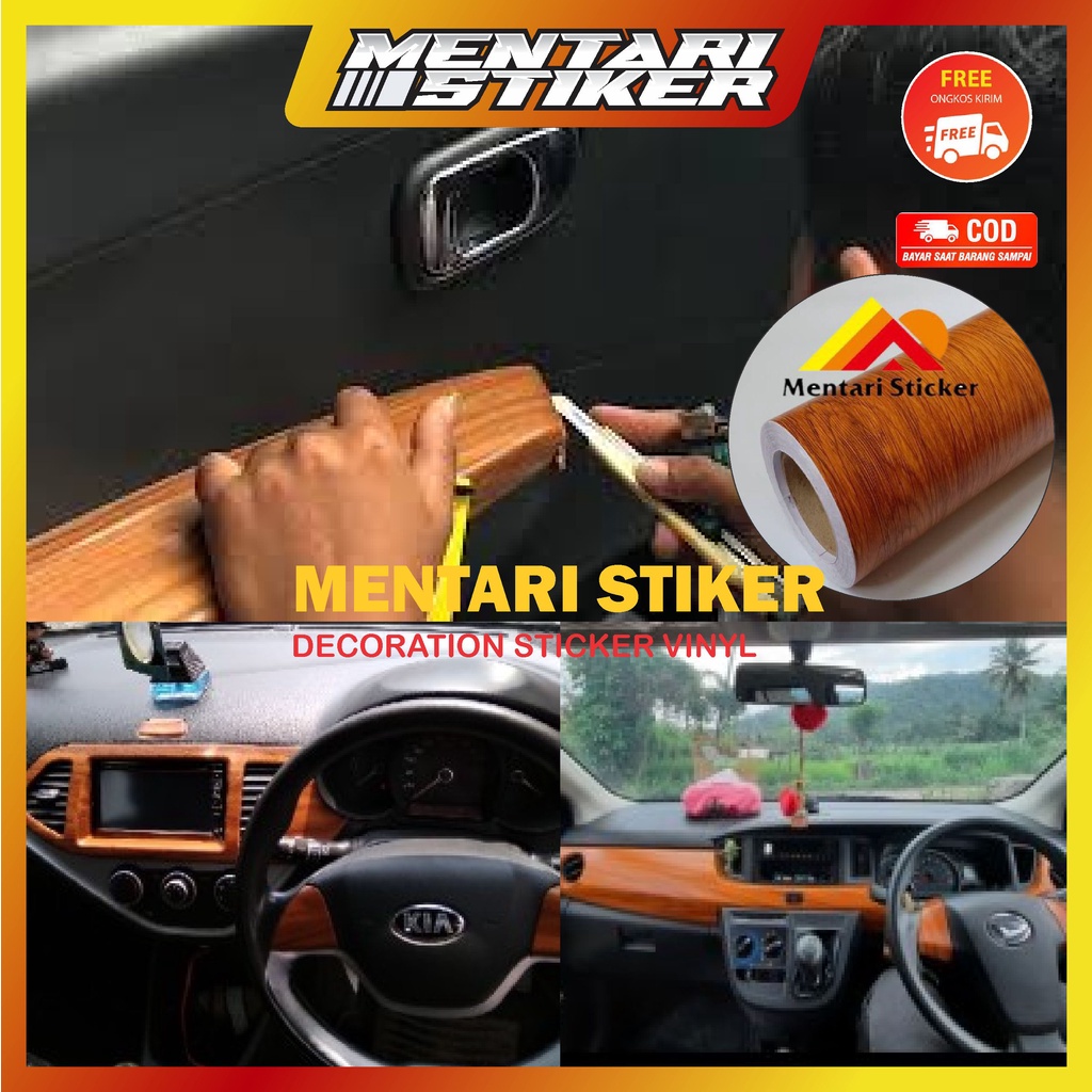 Jual Sticker Dasbor mobil/Stiker interior mobil/wallpaper motif kayu ...