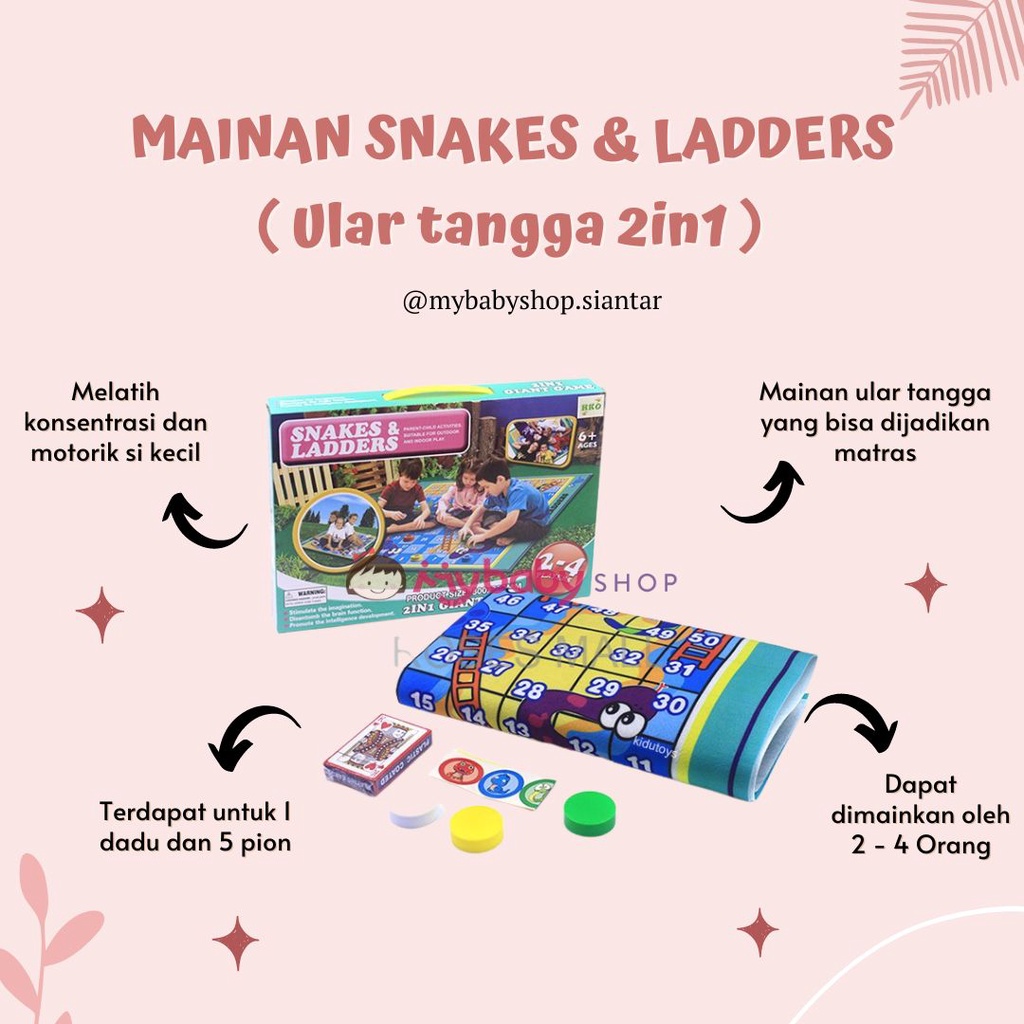 Jual Mainan Snakes and Ladders Playmat / Mainan Ular Tangga Besar JT835 ...