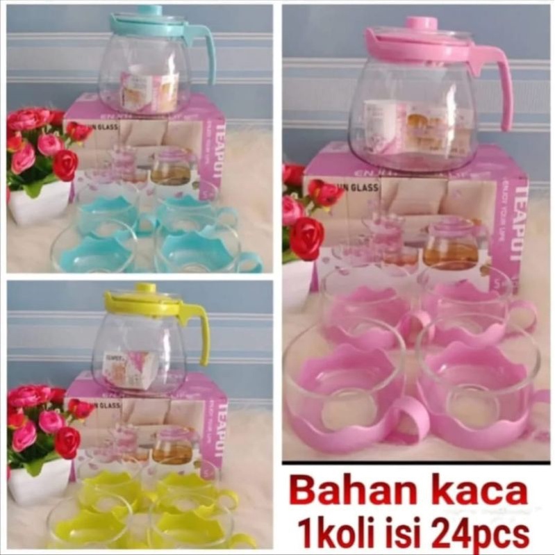 Jual TEA POT SET 5 IN 1 / SET TEKO TEH KACA TEBAL / TEKO TEH UNIK ...