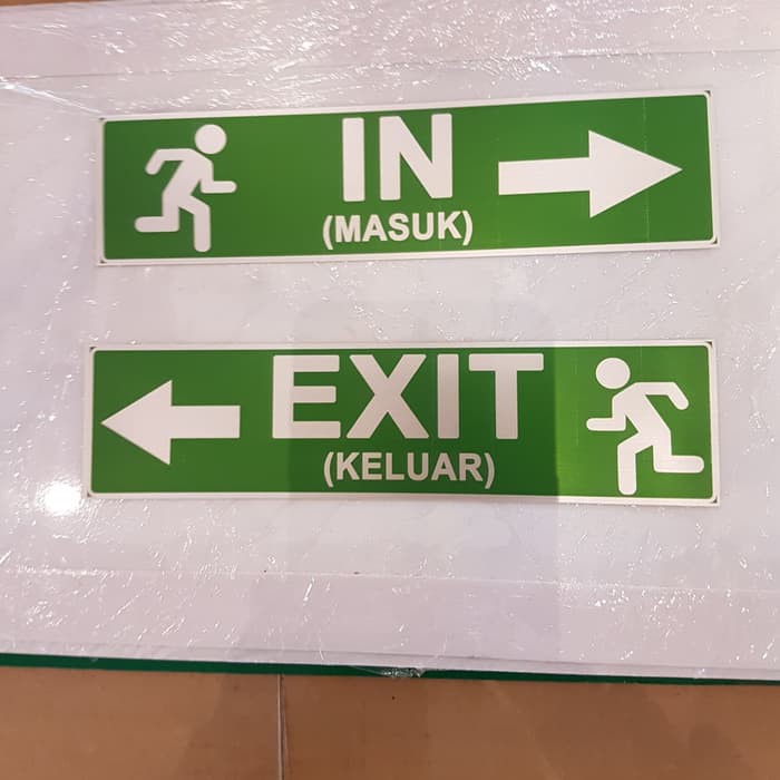 Jual SIGN LABEL K3 RAMBU SAFETY EXIT ATAU IN UK 4X18CM | Shopee Indonesia