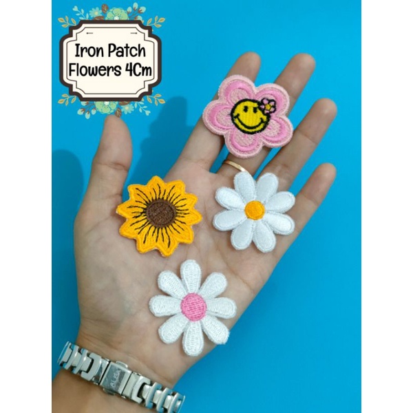 Jual Patch Iron Bordir Daisy Iron Patch Sudah Ada Lem Tinggal Setrika ...