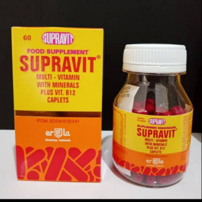 Jual Supravit Multivitamin dan Mineral Kemasan Botol Isi 60 cap Menjaga Kebugaran dan Daya Tahan ...