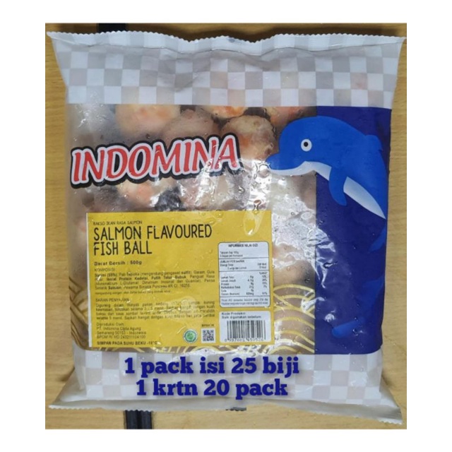 Jual Indomina Salmon Flavoured Fish Ball 500g Indomina Seafood ...
