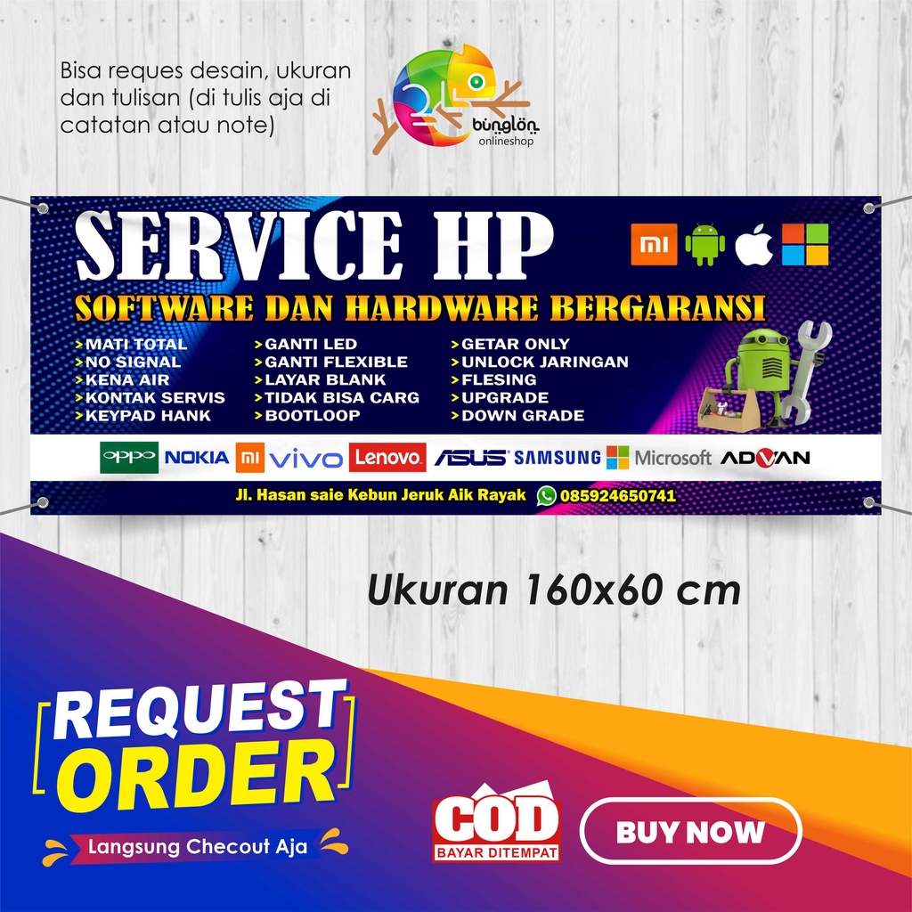 Jual Size 160x60 Cm, Spanduk Banner Konter Pulsa, Service Hp, Dll | Shopee Indonesia