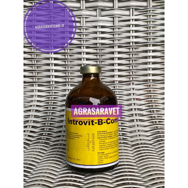 Jual INTROVIT B COMPLEX 100 ml UNTUK ternak sapi, kuda, kambing, domba ...