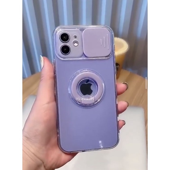 Jual SALE! Case Iphone 11 PRO MAX IPHONE 12 PRO MAX Camera Slide Clear With Ring Iring Stand ...