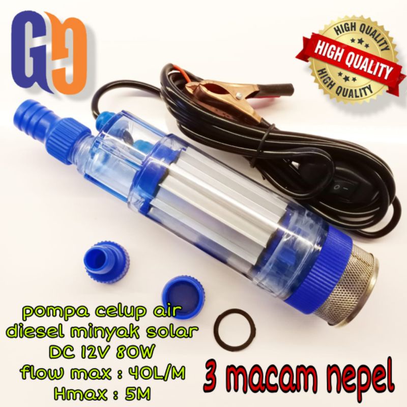 Jual Pompa Air Celup Diesel Transfer Solar Minyak 53mm Plastic ABS 12V ...