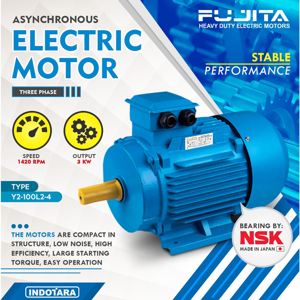 Jual Fujita Electric Motor 3 Phase Y2 100L2 4 (4HP/3KW) | Shopee Indonesia