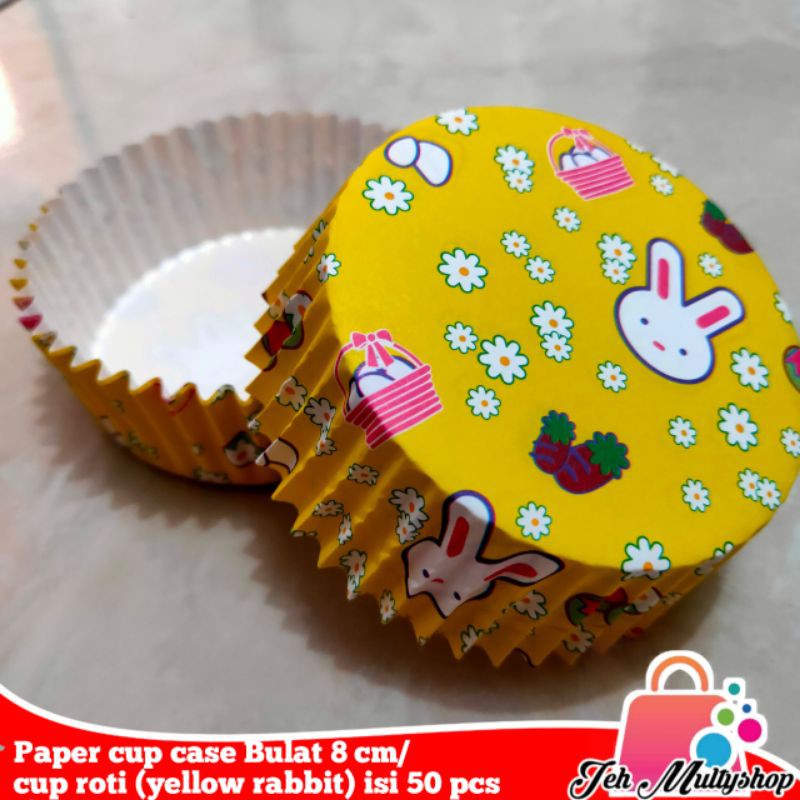 Jual Paper cup case Bulat 8 cm/cup roti (yellow rabbit) isi 50 pcs ...