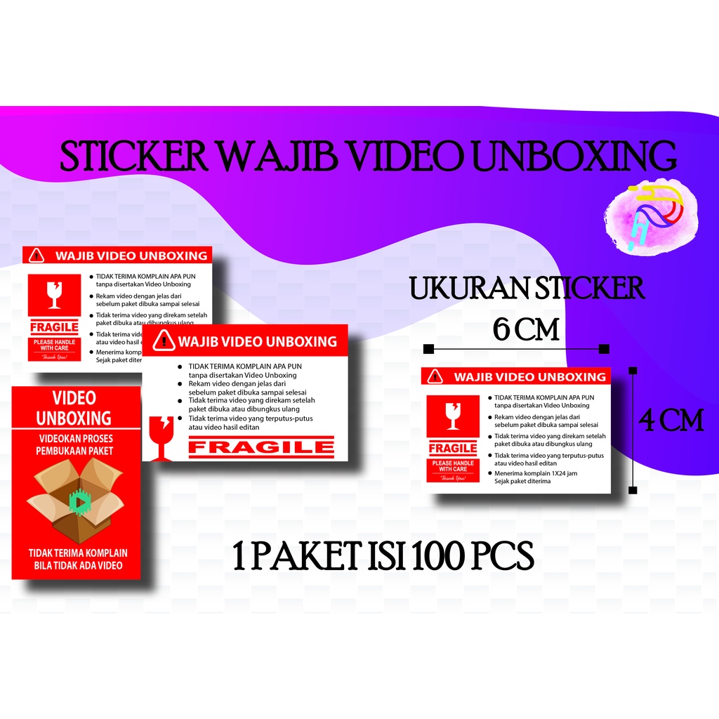 Jual STIKER WAJIB VIDEO UNBOXING / FRAGILE | Shopee Indonesia
