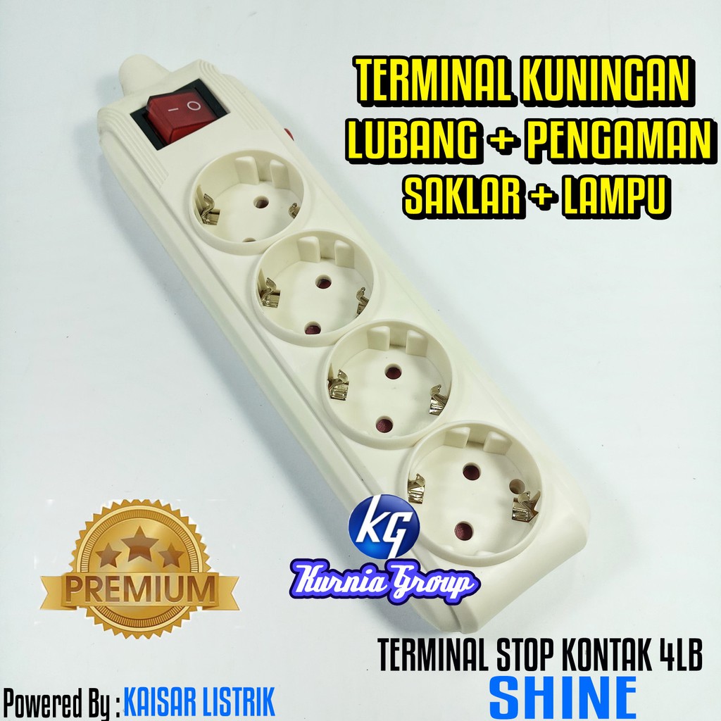 Jual Stop kontak Terminal isi 4 Saklar SHINE Kuningan Lubang Pengaman ...