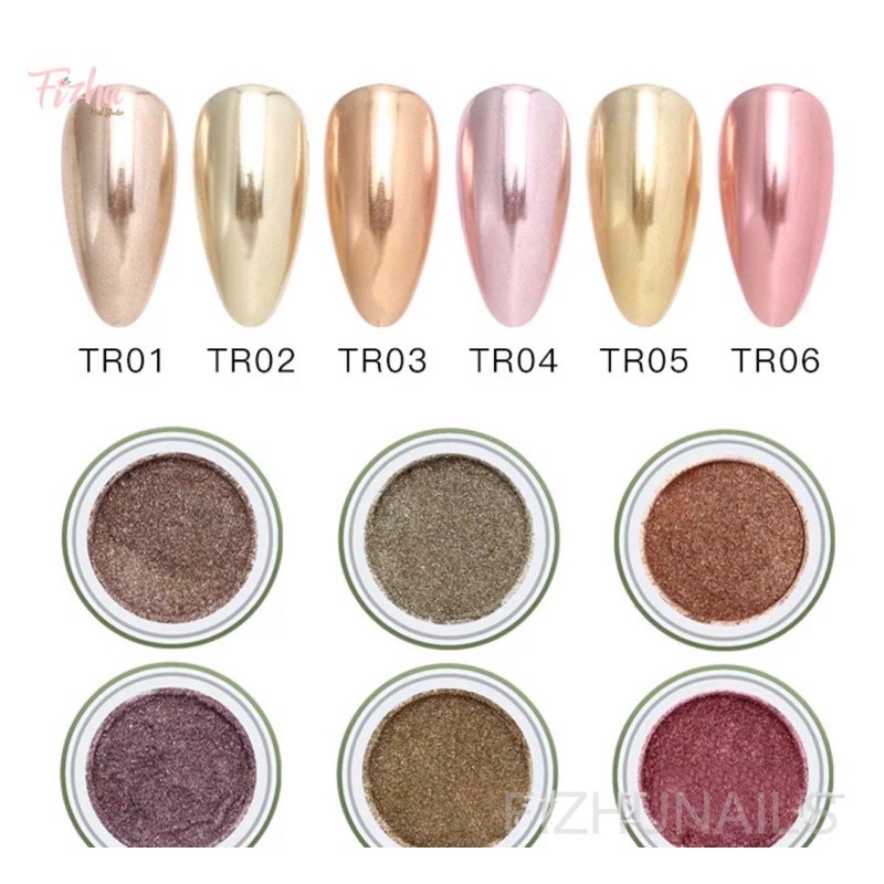 Jual NEW chrome powder nailart / chrome powder gold series | Shopee ...