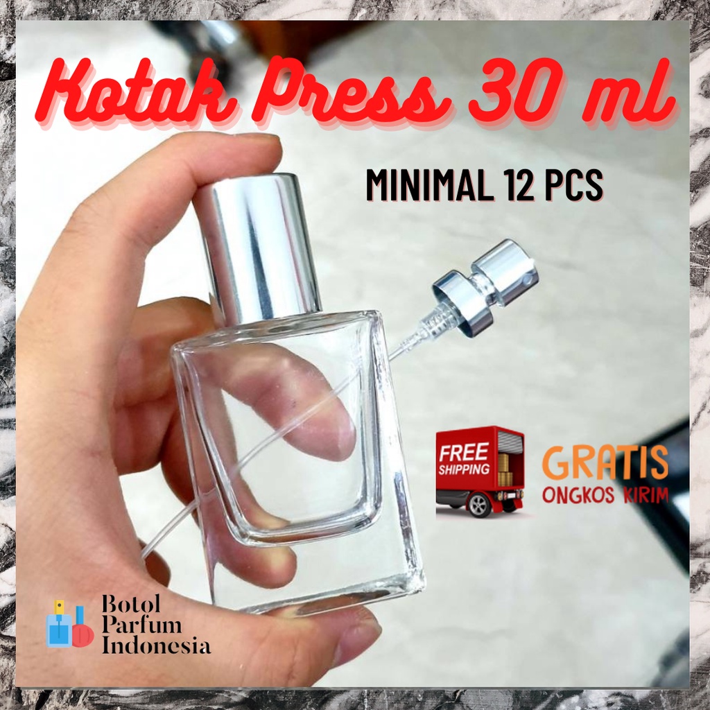 Jual BOTOL PARFUM KOSONG SPRAY KACA TUTUP PRESS 30 ML UNIK (KOTAK ...