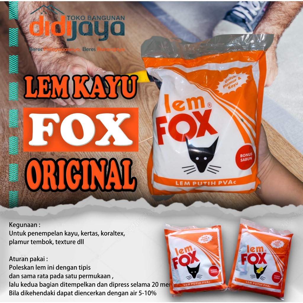 Jual Lem Fox Putih PVAc Kemasan 400 gr - Lem Kayu dan Kertas ~ Khusus ...