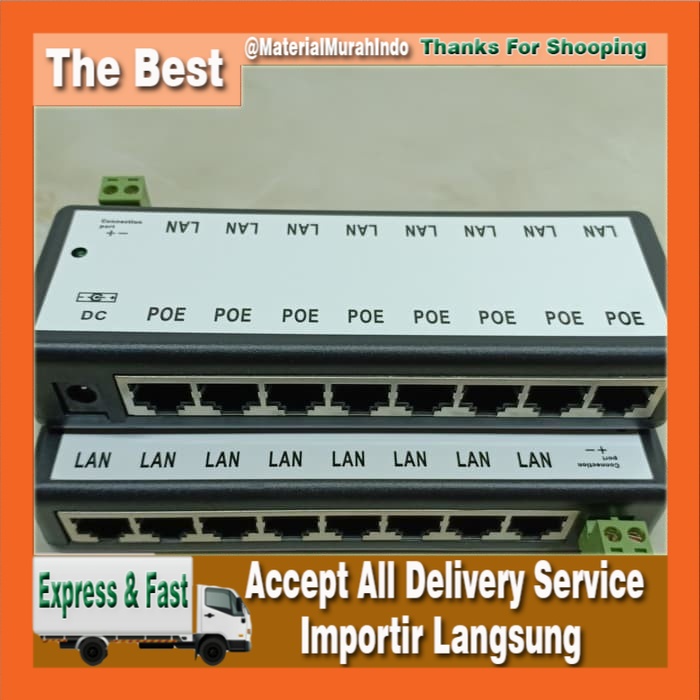 Jual Passive POE 8 Port LAN Injector Mikrotik UBNT Router IP Camera ...