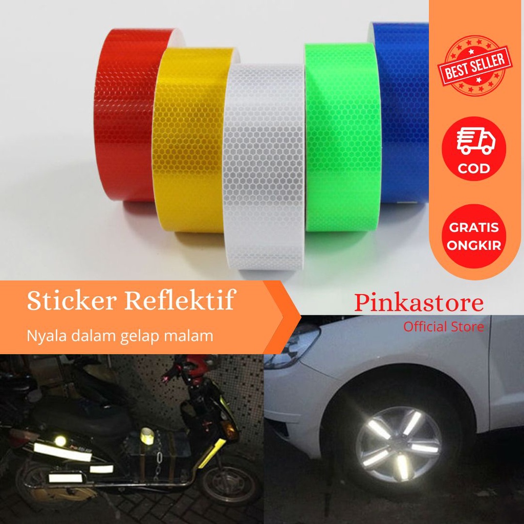 Jual Sticker Mobil Reflektif Pantul Cahaya Stiker Lakban Nyala Dalam ...
