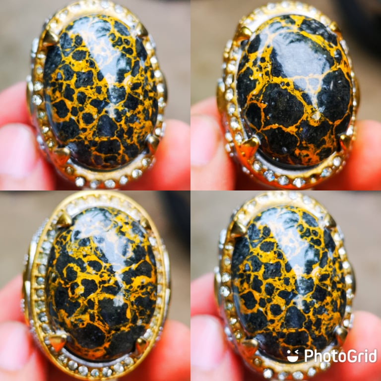 Jual Batu Akik Pirus Hitam Kuno Mesir Serat Emas Motif Top Colour Big ...
