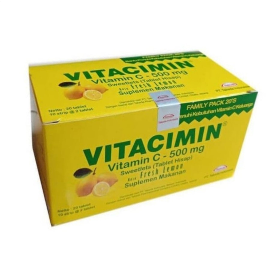 Jual Vitacimin Vitamin C 500 mg Rasa Lemon 1Box Isi 10 Strip | Shopee ...