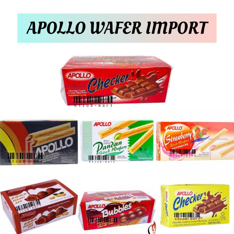 Jual Apollo Stick Wafer Malaysia Varian Rasa Cokelat/ Pandan/ Strawberry/ Bubbles Chocolate ...