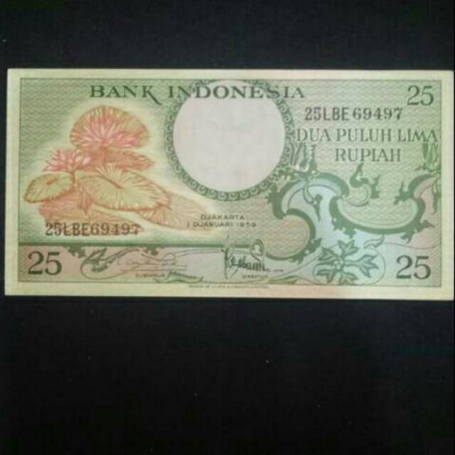 Jual UANG KERTAS KUNO SERI BUNGA 25 RUPIAH TAHUN 1959 | Shopee Indonesia