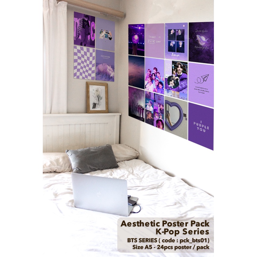 Jual CETAK POSTER CUSTOM AESTHETIC BTS PURPLE SERIES PACK ISI 24PCS ...