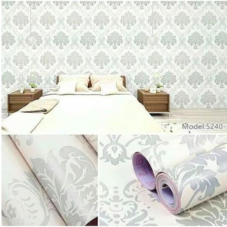 Jual WALLPAPER DINDING ukuran 45 CM x 10 M Motif BATIK POLOS EMBOSS VINTAGE GOLD PINK PUTIH BIRU ...