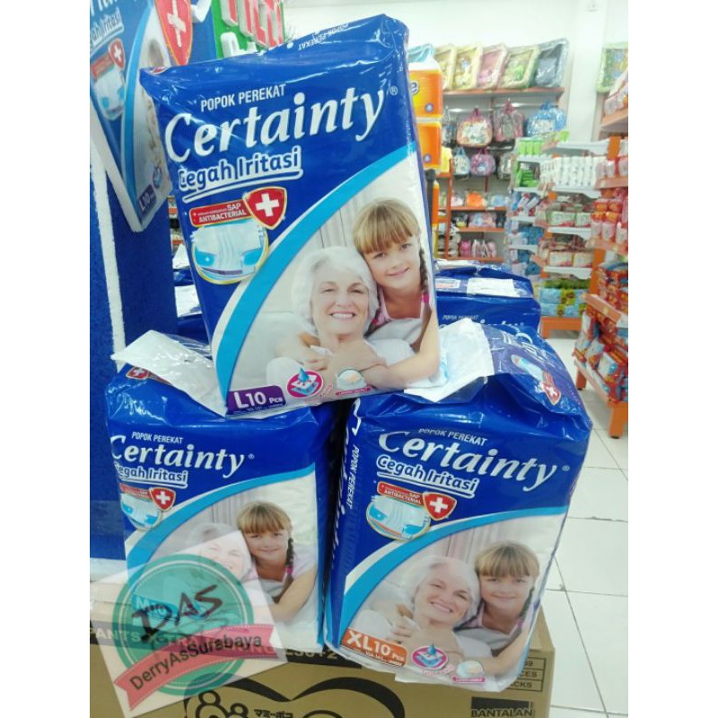 Jual CERTAINTY ADULT DIAPERS M10 L10 XL10 (POPOK DEWASA PEREKAT ...